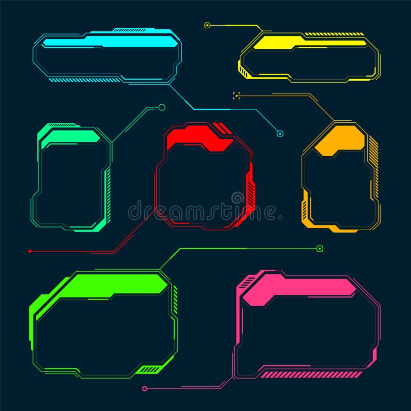 Red Futuristic HUD or UI Elements. Sci-fi User Interface Text Boxes ...