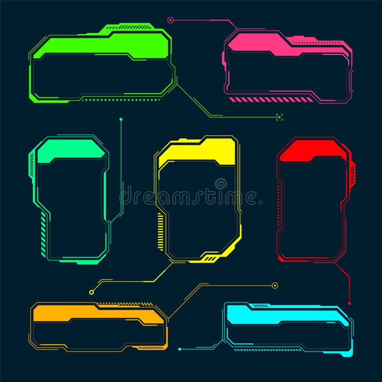 Futuristic HUD or UI Elements. Sci-fi User Interface Text Boxes, Callouts Stock Illustration ...