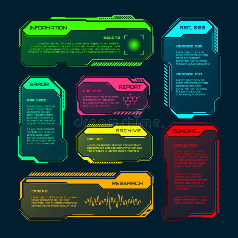 Futuristic HUD or UI Elements. Sci-fi User Interface Text Boxes ...
