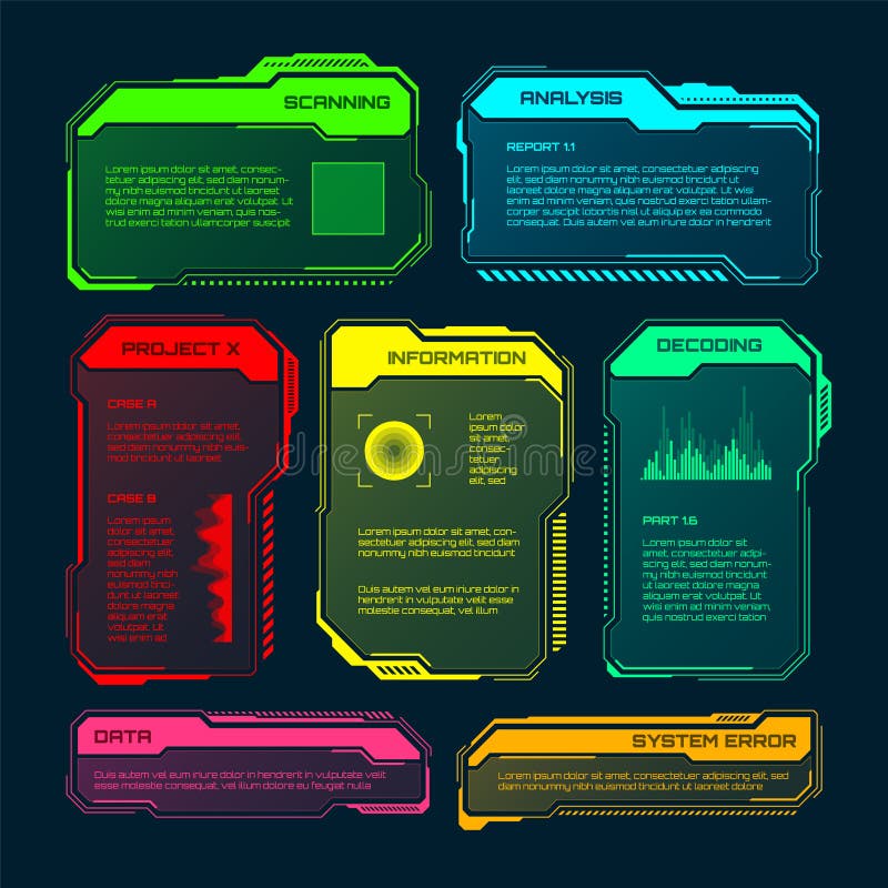 Futuristic HUD or UI Elements. Sci-fi User Interface Text Boxes ...