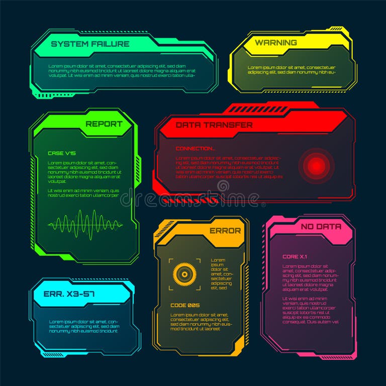 Futuristic HUD or UI Elements. Sci-fi User Interface Text Boxes, Callouts Stock Vector ...
