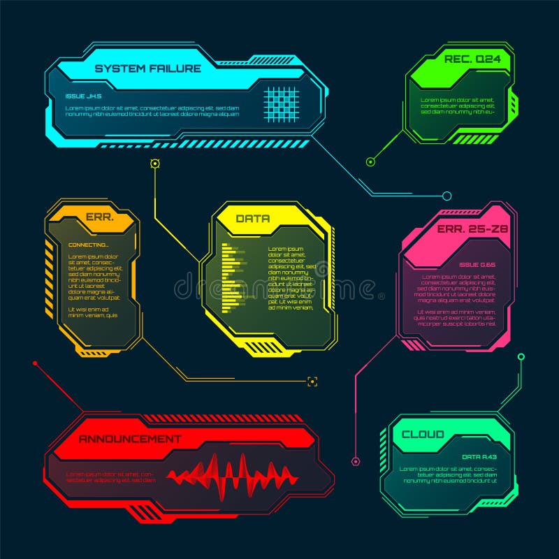 Futuristic HUD or UI Elements. Sci-fi User Interface Text Boxes ...