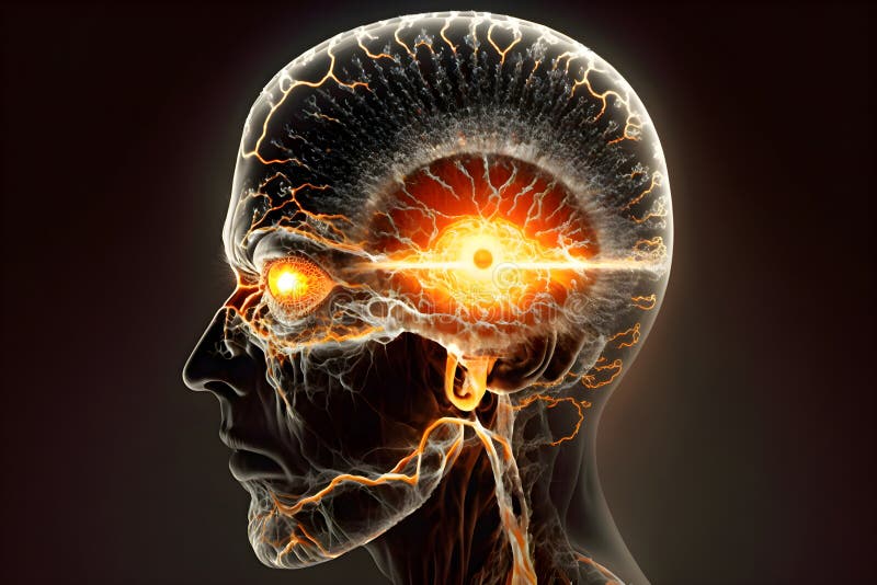 Futuristic Human Brain Machine. Artificial Intelligence Brain Explotion ...