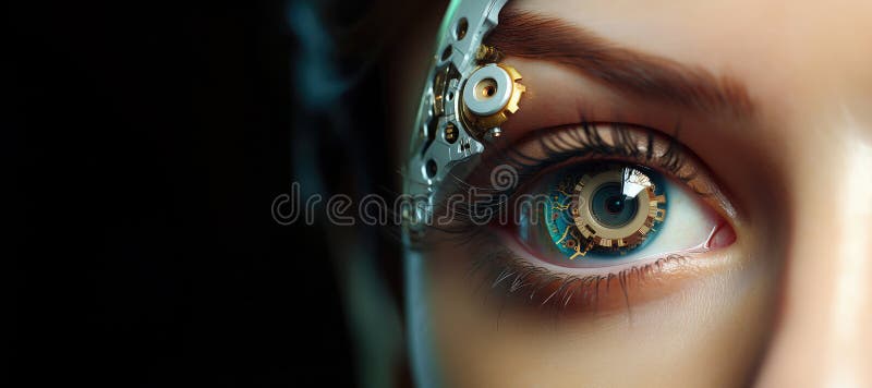 Close Up of a Sci-fi Cyborg Eye. Futuristic Human Eye Technology ...