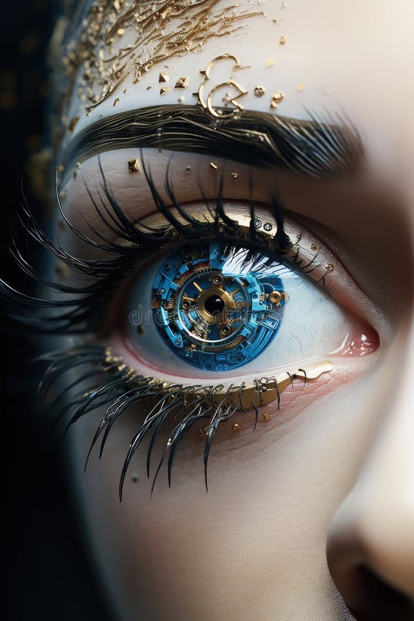 Close Up of a Sci-fi Cyborg Eye. Futuristic Human Eye Technology ...