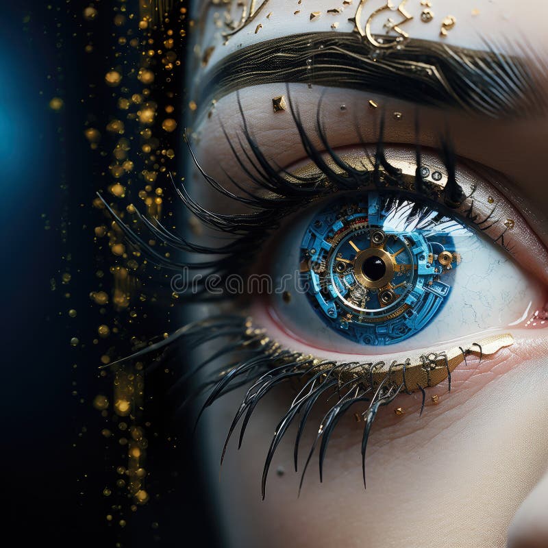 Close Up of a Sci-fi Cyborg Eye. Futuristic Human Eye Technology ...