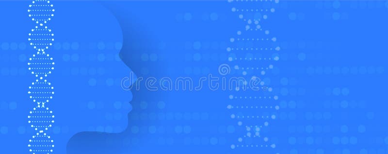 Futuristic Human Face with a DNA Structure Background Stock Vector ...