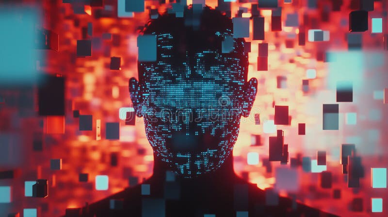 Futuristic Human Figure Made of Pixels. by Generative Ai Stock ...