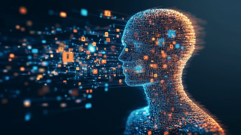 Futuristic Human Figure Made of Pixels. by Generative Ai Stock ...