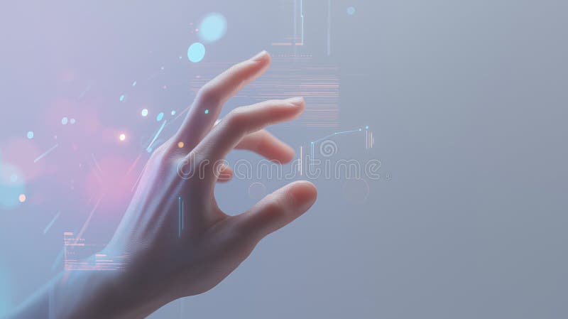 Futuristic Human Hand Interacting with Glowing Digital Interface ...