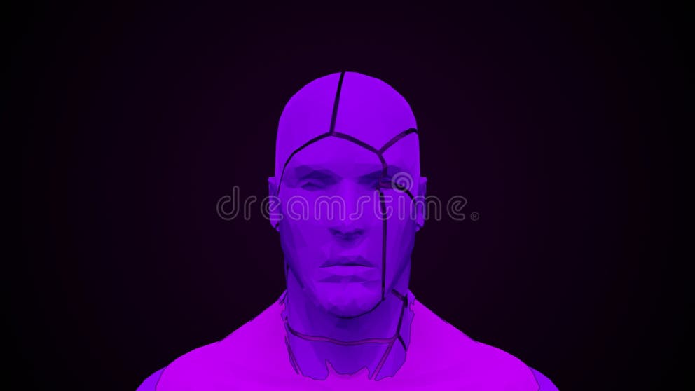 Futuristic Human Head with Collapsing Face. Computer Generated Modern ...