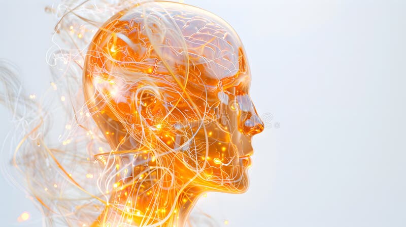 Futuristic Human Head with Glowing Neural Network Concept Stock Image - Image of human ...