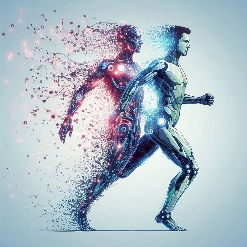 Futuristic Human and Robot Integration Concept Art Stock Image - Image ...