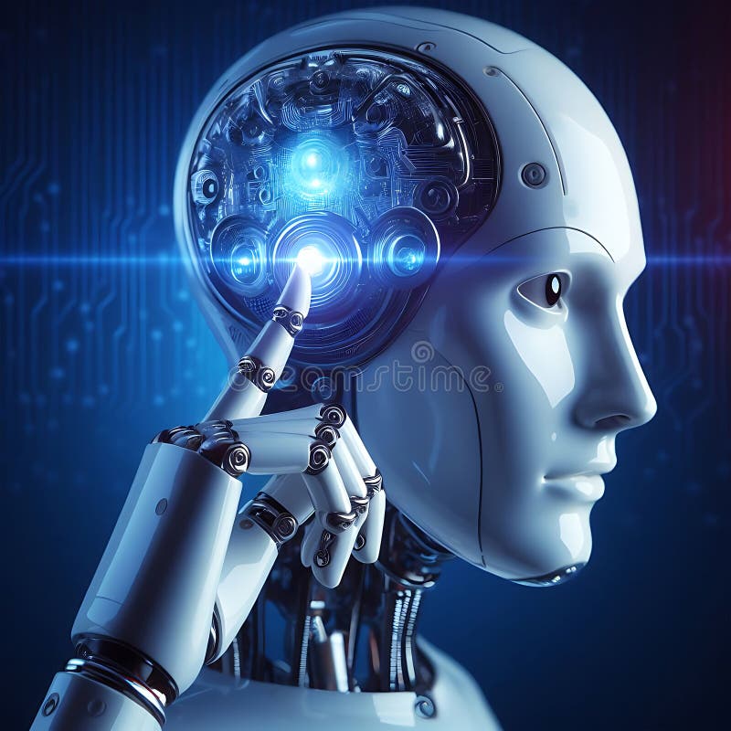 Futuristic Human Robot Interaction AI at the Ear Ai Generated Stock ...