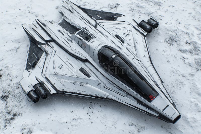 Futuristic Human Spaceship Making a Peaceful First Contact Stock ...