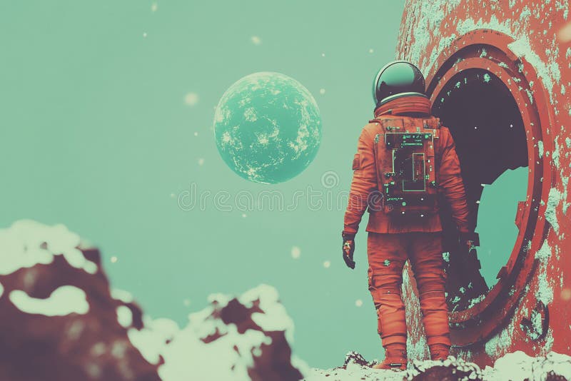 Futuristic Human Spaceship Making a Peaceful First Contact Stock ...