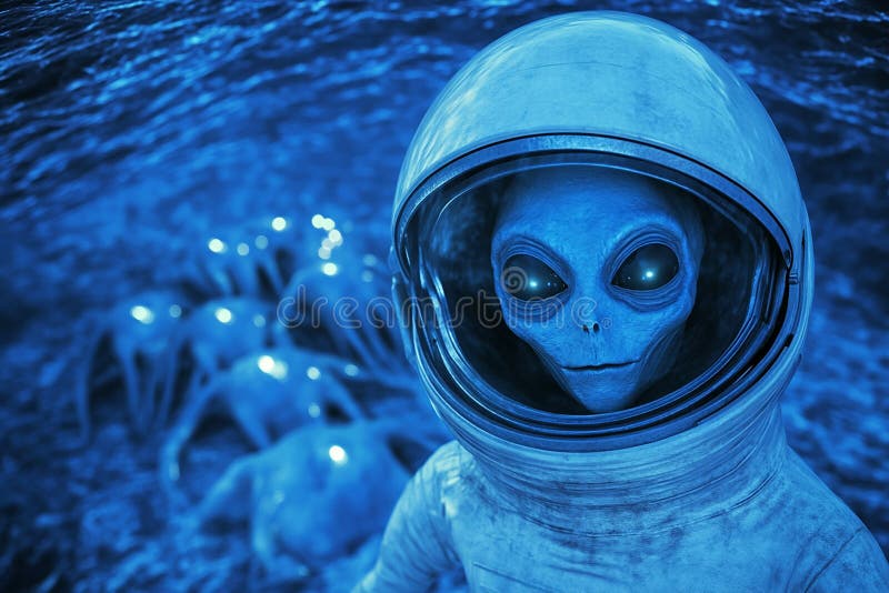 Futuristic Human Spaceship Making a Peaceful First Contact Stock ...