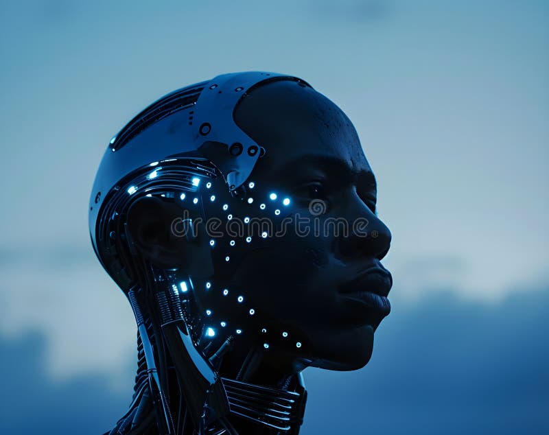 Futuristic Humancyborg with LED Lights, Symbolizing Technology Stock ...