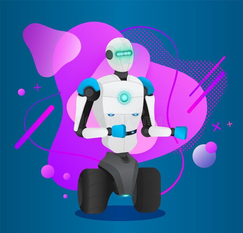 Futuristic Humanized Robot with Wheels, Artificial Intelligence ...