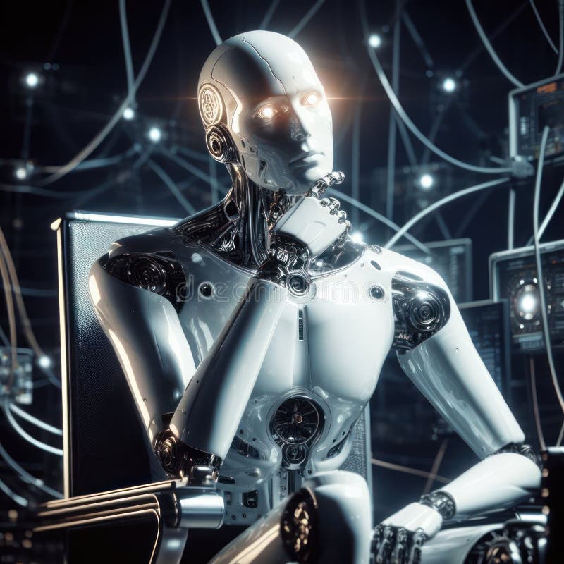 Synthetic Humanoid Robot, Artificial Intelligence. Portrait of Female ...