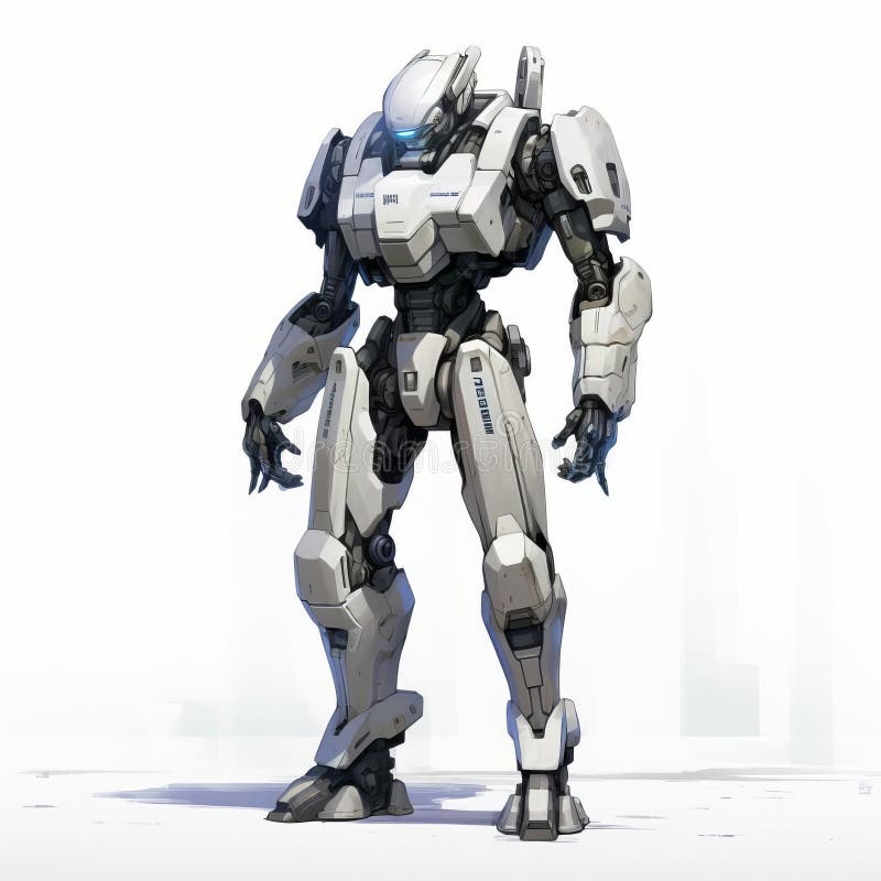 Futuristic Humanoid Assistant Mecha Artwork on White Background Design ...