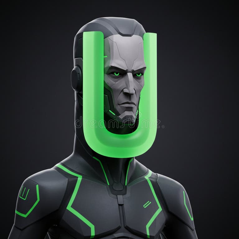 Futuristic Humanoid Figure with Angular Robotic Features, Wearing a ...