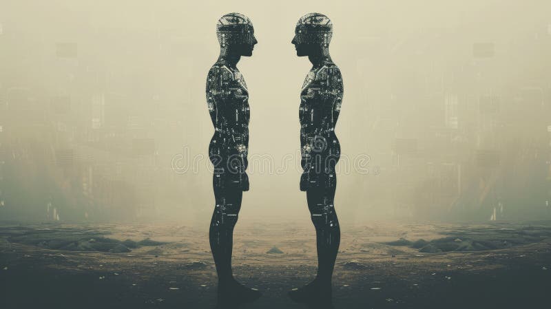 Futuristic Humanoid Figures with Circuit-like Patterns Stock Photo ...