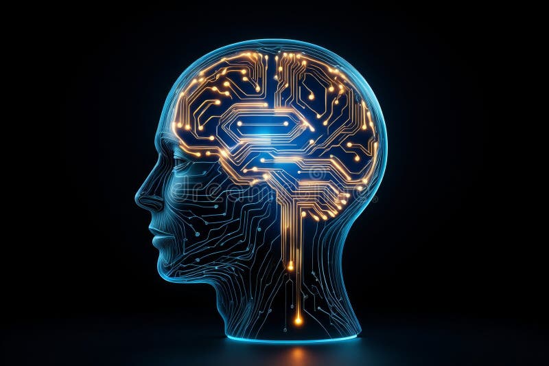 Futuristic Humanoid Head with Neural Network Illumination Emphasizing ...