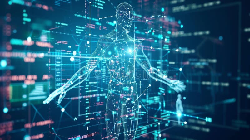 Futuristic Humanoid Interface with Digital Data Stock Image - Image of ...