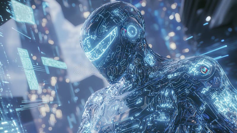 Futuristic Humanoid Machine Displaying Advanced Technology Urban ...