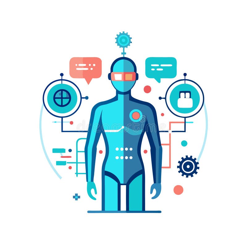 Futuristic Humanoid Robot with AI Communication Interface for Tech ...