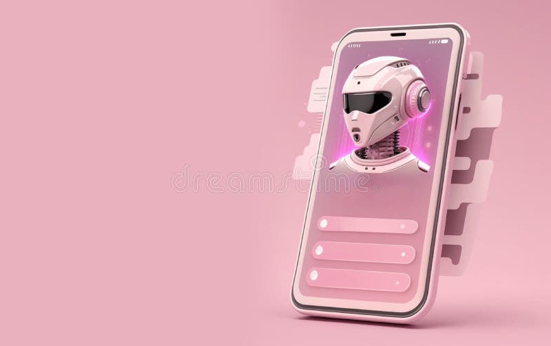 Futuristic Humanoid Robot with AI in Screen of Smartphone. Concept of ...