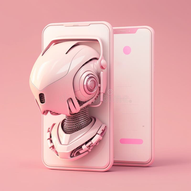 Futuristic Humanoid Robot with AI in Screen of Smartphone. Concept of ...