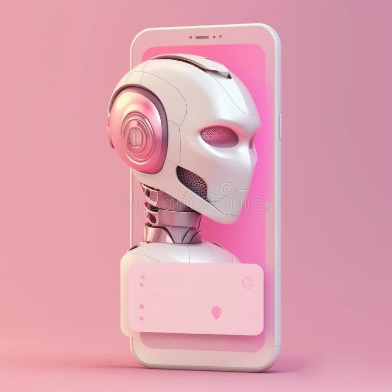 Futuristic Humanoid Robot with AI in Screen of Smartphone. Concept of ...