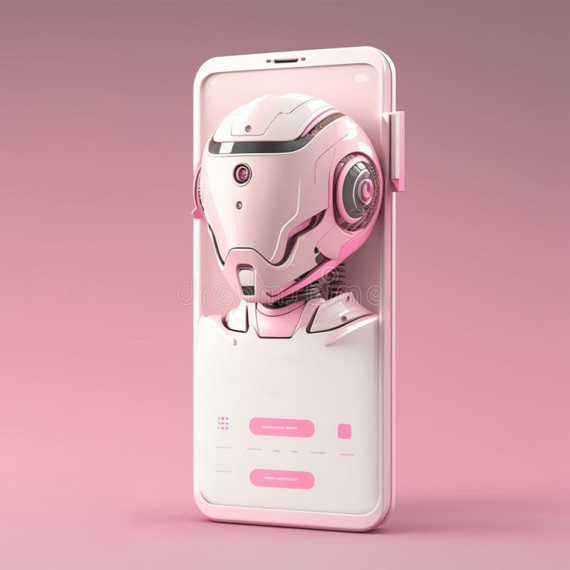 Futuristic Humanoid Robot with AI in Screen of Smartphone. Concept of ...