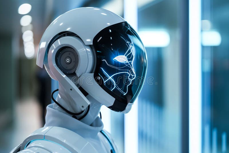 Futuristic Humanoid Robot with Artificial Intelligence Interface Stock ...