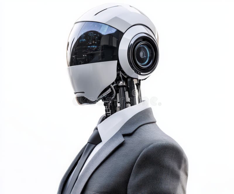 A Futuristic Humanoid Robot in a Business Suit Stock Illustration ...