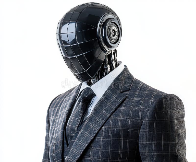 A Futuristic Humanoid Robot in a Business Suit Stock Illustration ...