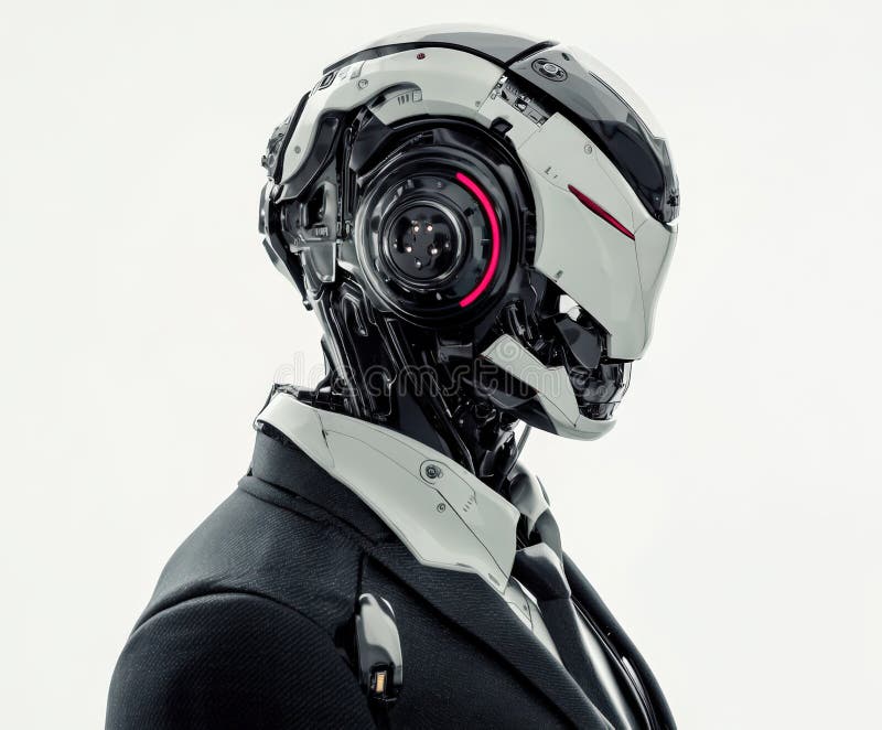 A Futuristic Humanoid Robot in a Business Suit Stock Illustration ...