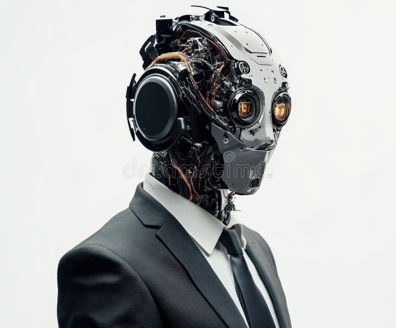 A Futuristic Humanoid Robot in a Business Suit Stock Illustration ...