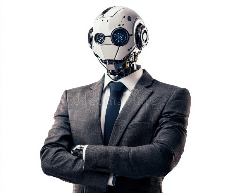 A Futuristic Humanoid Robot in a Business Suit Stock Illustration ...