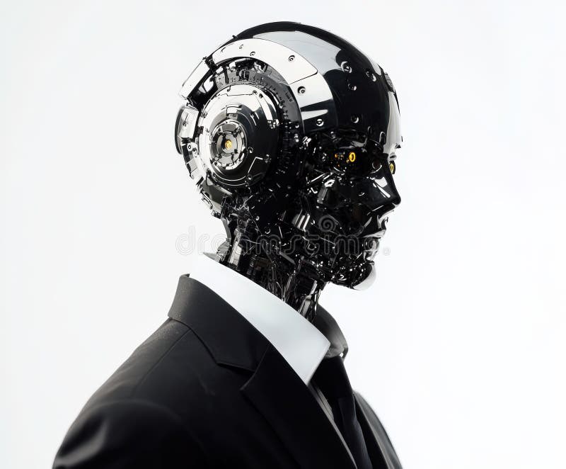 A Futuristic Humanoid Robot in a Business Suit Stock Illustration ...