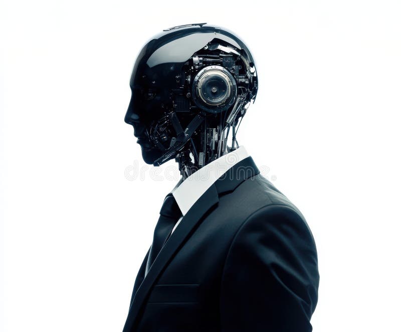 A Futuristic Humanoid Robot in a Business Suit Stock Illustration ...