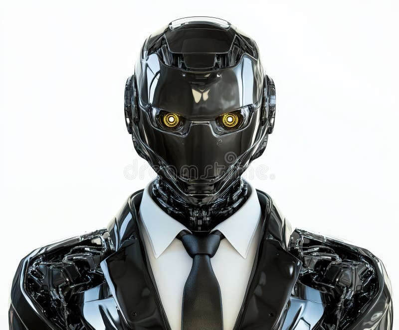 A Futuristic Humanoid Robot in a Business Suit Stock Illustration ...