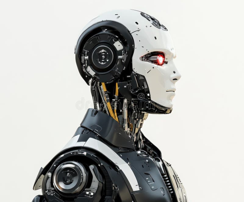 A Futuristic Humanoid Robot in a Business Suit Stock Illustration ...