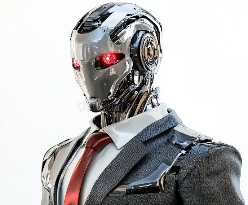 A Futuristic Humanoid Robot in a Business Suit Stock Illustration ...