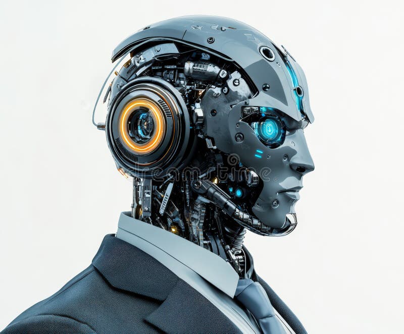 A Futuristic Humanoid Robot in a Business Suit Stock Illustration ...