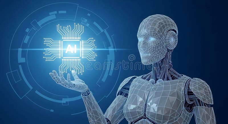 Geometric Line Futuristic Humanoid Robot Stock Illustrations – 198 ...