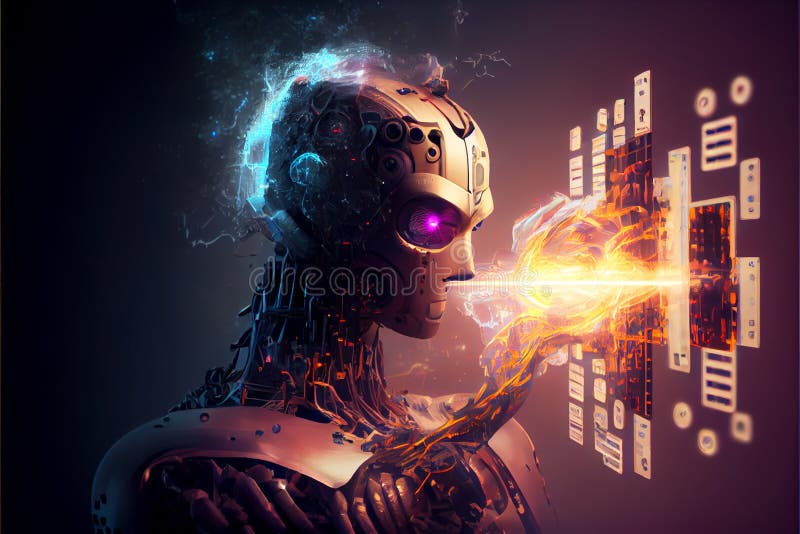 Futuristic Humanoid Robot Cyborg Ai Artificial Intelligence of the ...