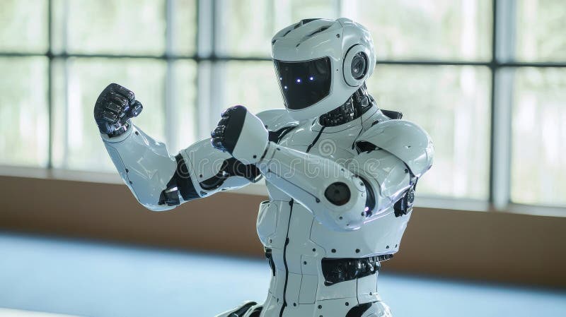 Futuristic Humanoid Robot Demonstrating Strength and Agility in Motion ...
